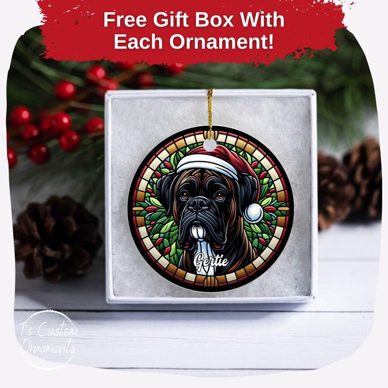 Custom Boxer Ornament, Personalized Boxer Ornament, Dog Christmas ...