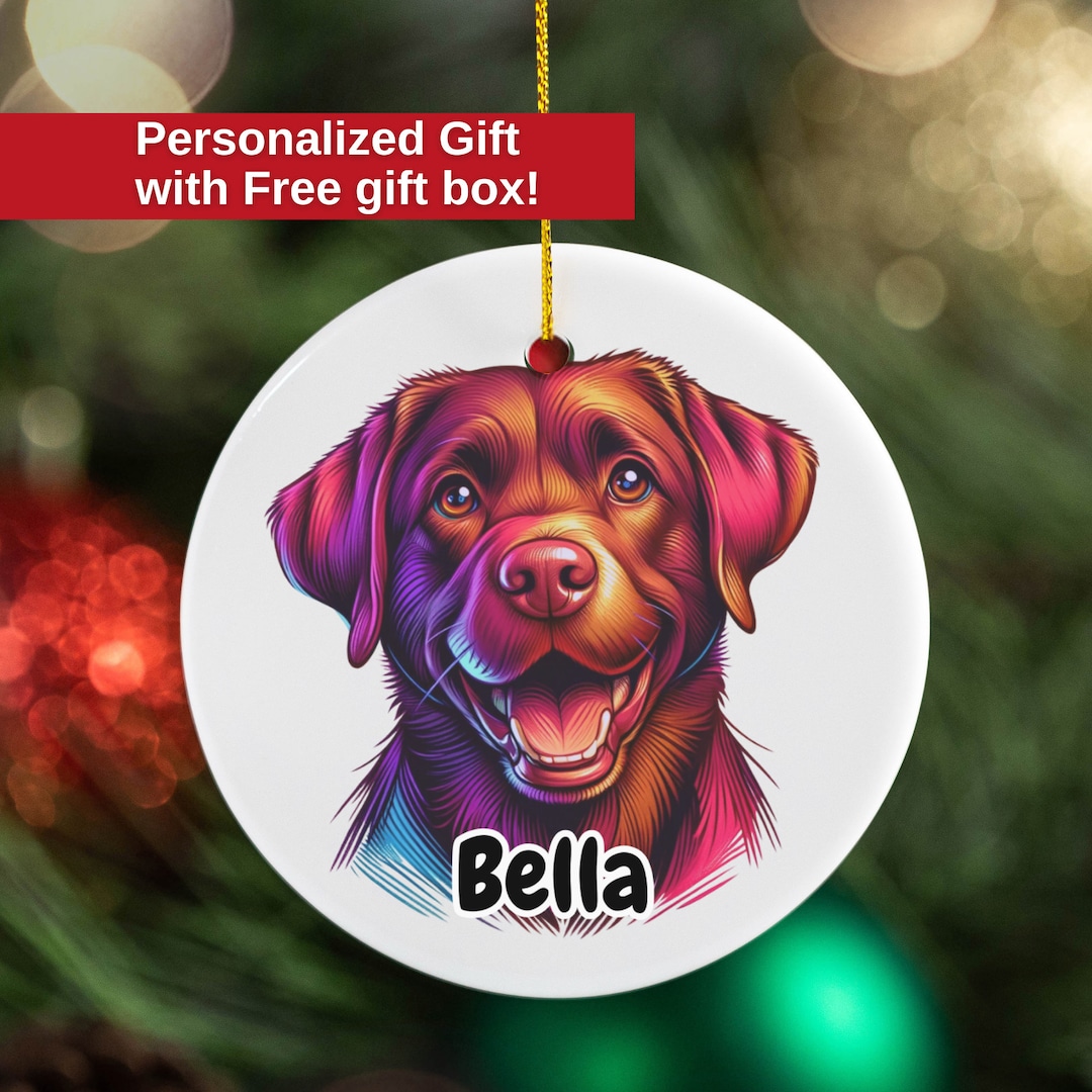Chocolate Lab Christmas Ornament, Personalized Chocolate Lab Owner Gift ...