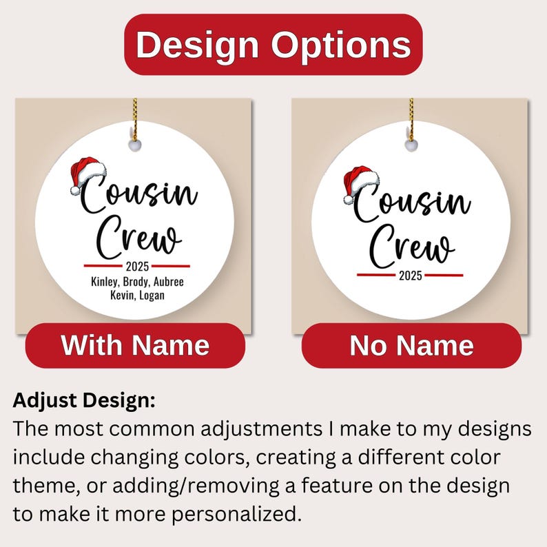 Personalized Cousin Crew Ornament, Family Christmas Ornament, Custom ...