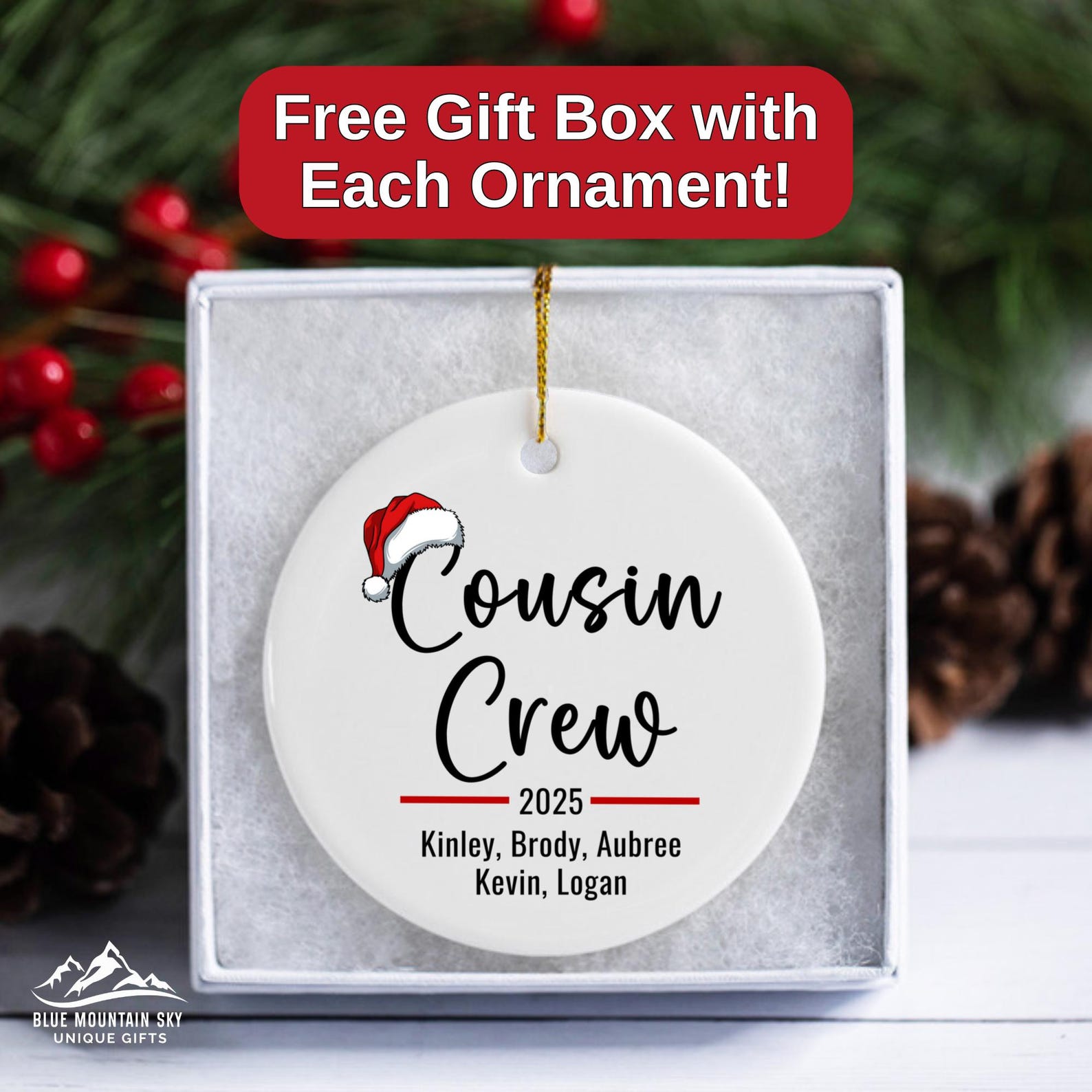 Personalized Cousin Crew Ornament, Family Christmas Ornament, Custom ...