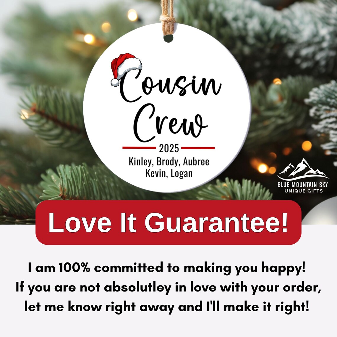 Personalized Cousin Crew Ornament, Family Christmas Ornament, Custom ...
