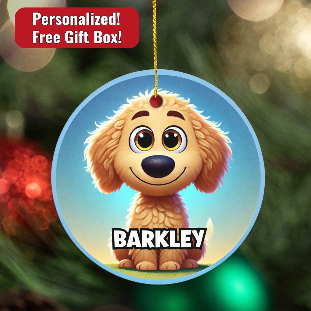 Custom Cartoon Labradoodle Ornament, Animation Style Dog Portrait, Pet ...