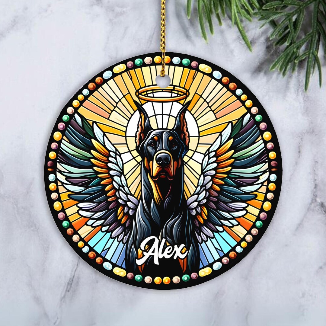 Custom Doberman Ornament, Personalized Dobie Memorial Keepsake, Dog ...