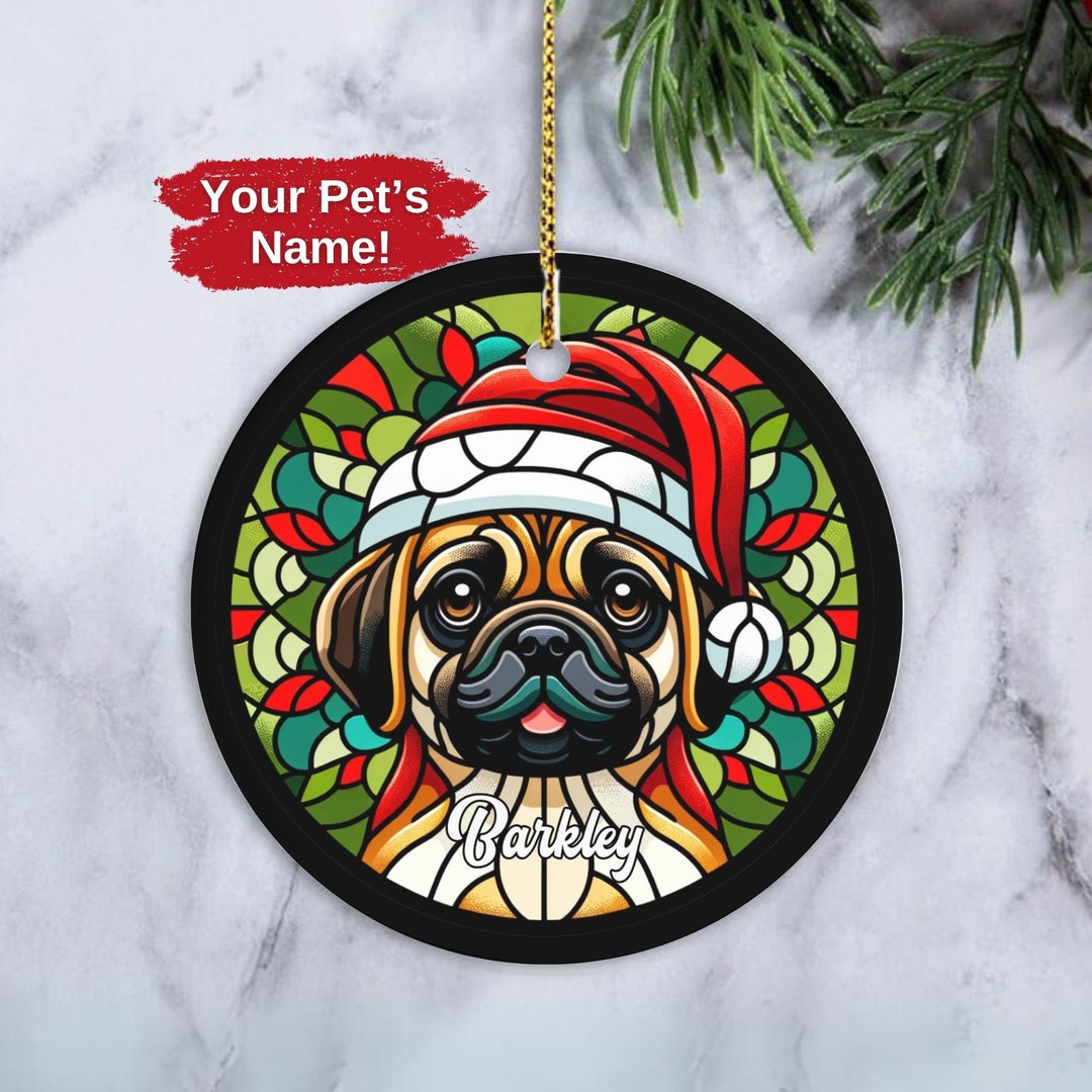 Custom Puggle Ornament, Personalized Pug Mix Present, Dog Christmas ...