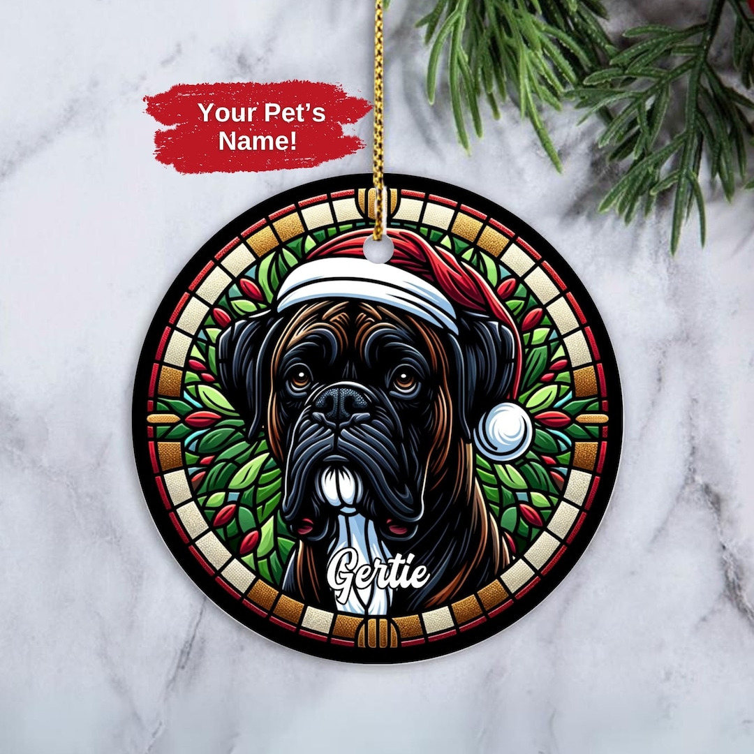 Custom Boxer Ornament, Personalized Boxer Ornament, Dog Christmas ...