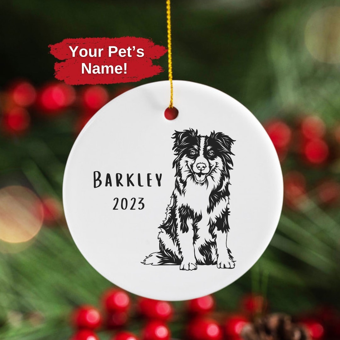 Custom Australian Shepherd Ornament, Personalized Aussie Ornament, New ...