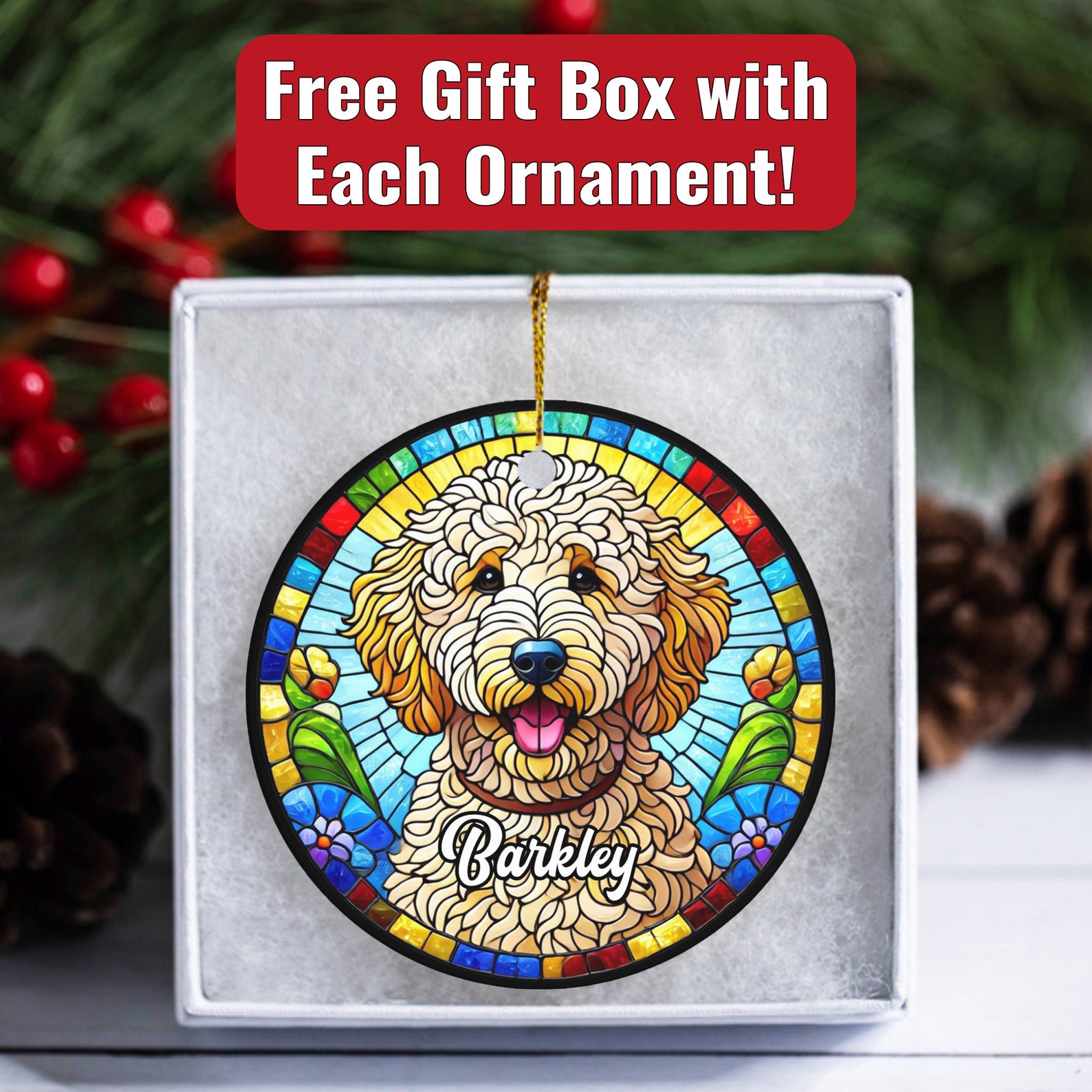 Custom Labradoodle Ornament, Personalized Lab Doodle Ornament, Dog ...