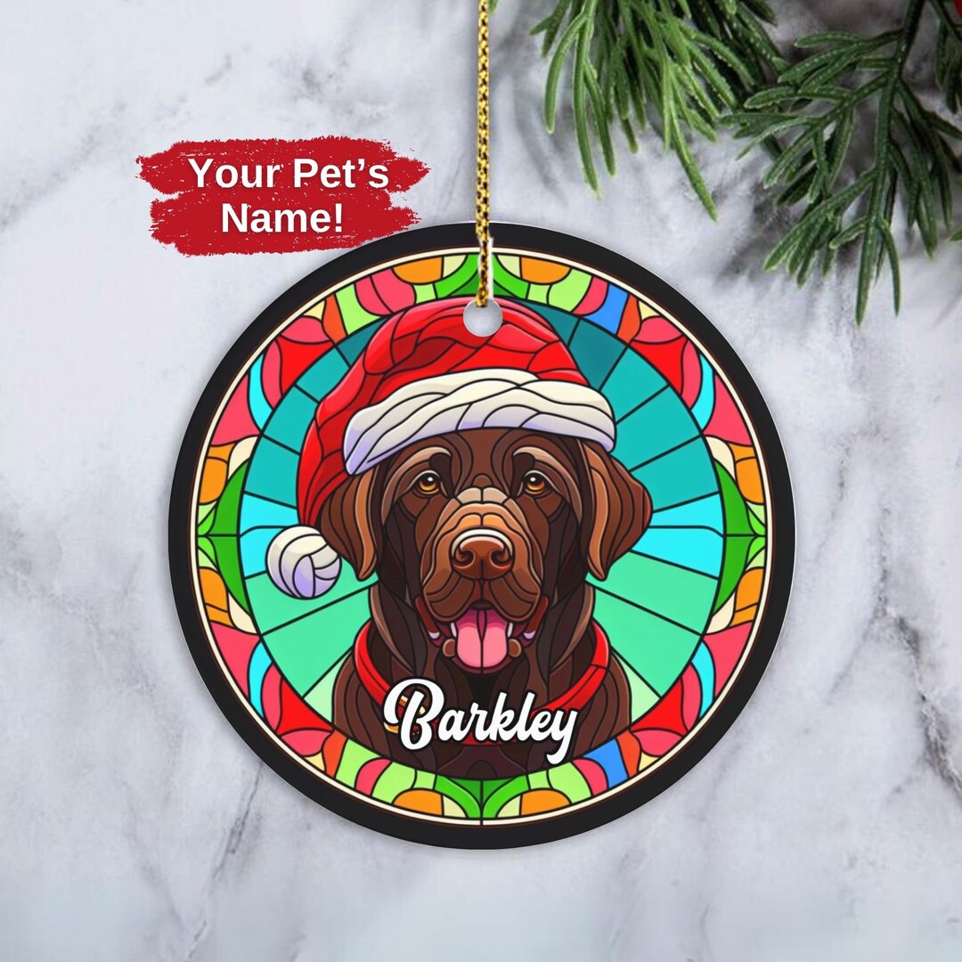 Custom Labrador Ornament, Personalized Chocolate Lab Ornament, Dog ...