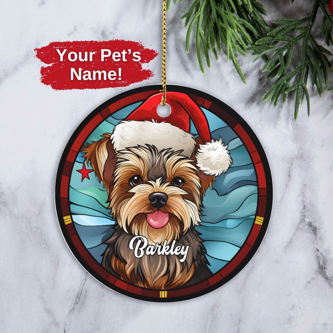 Custom Yorkie Ornament, Personalized Yorkshire Terrier Ornament, Dog ...