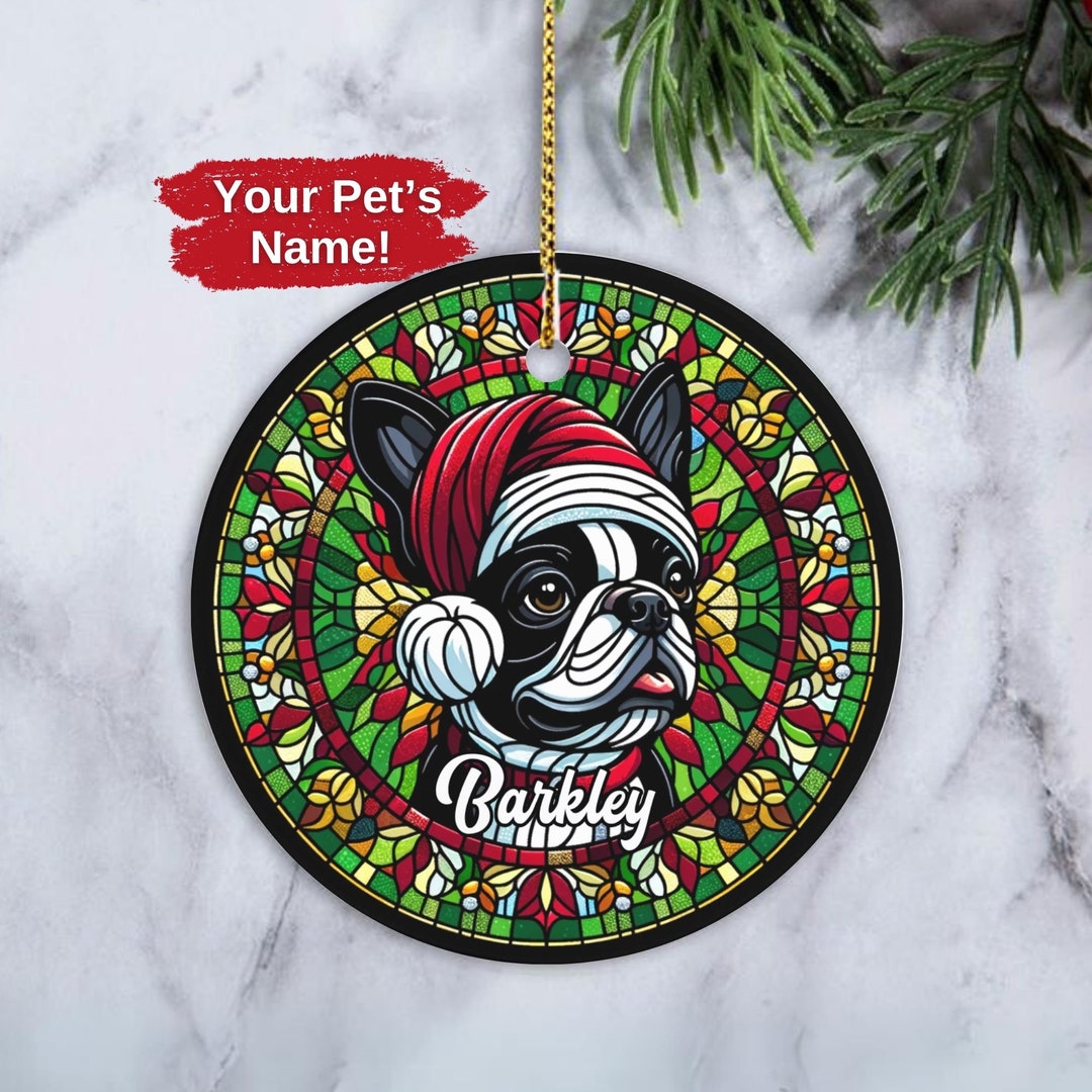 Personalized Boston Terrier Ornament, Custom Boston Terrier Ornament ...