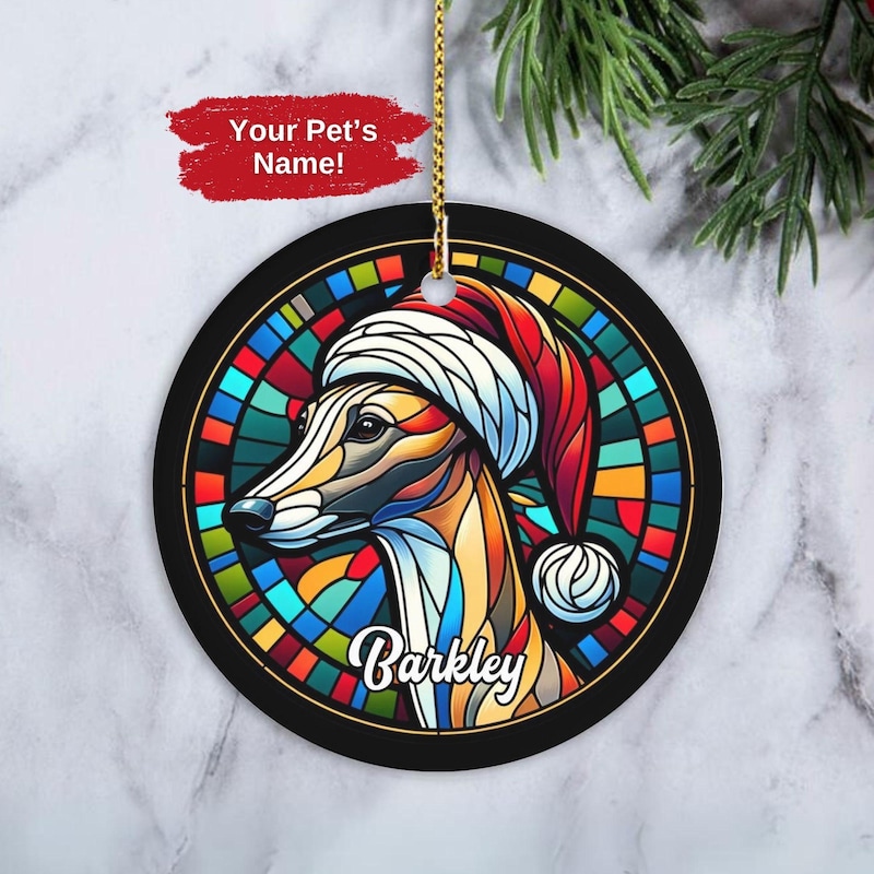 Whippet Glass Ornament - Etsy