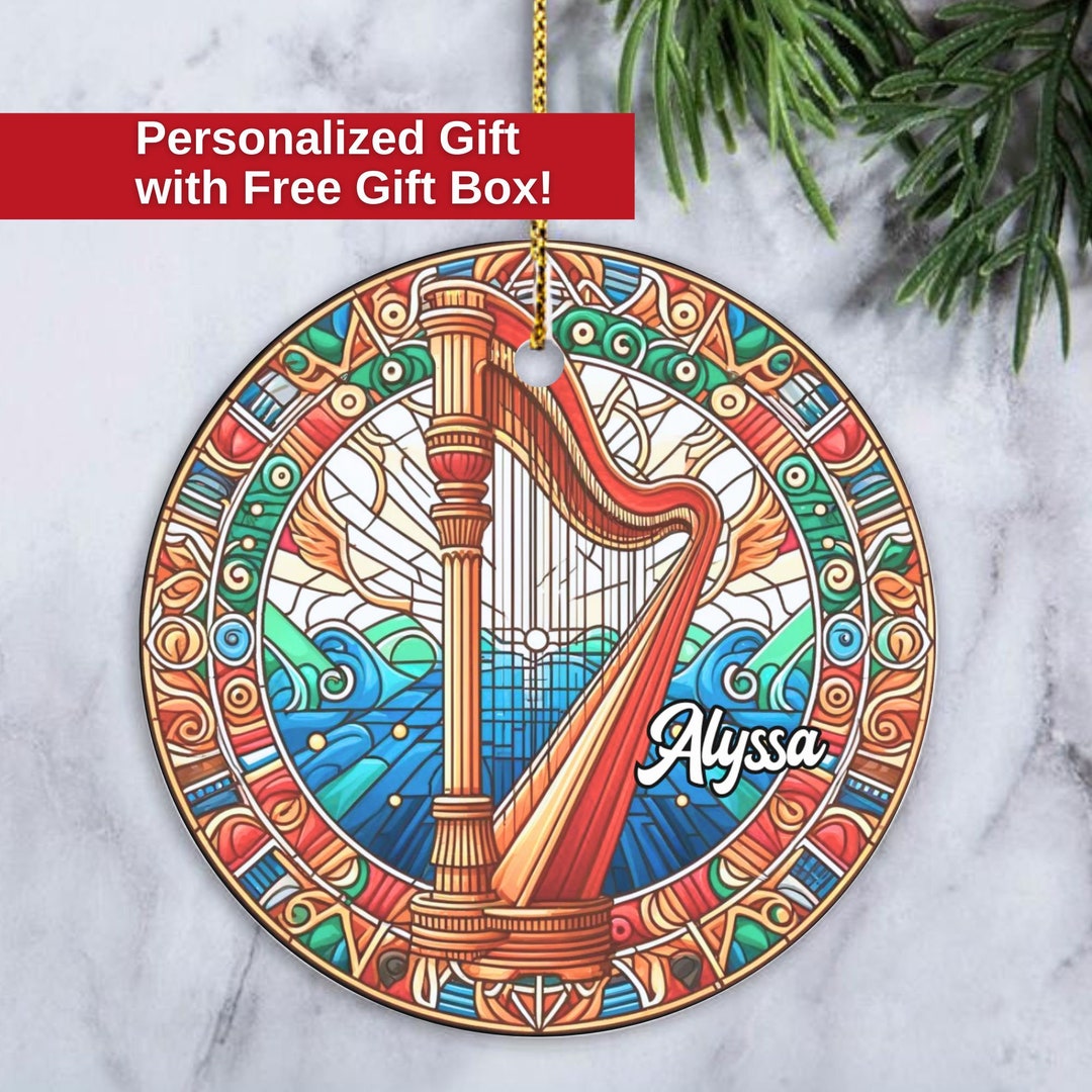 Personalized Harp Ornament, Harp Teacher Appreciation, Harpist Gift ...