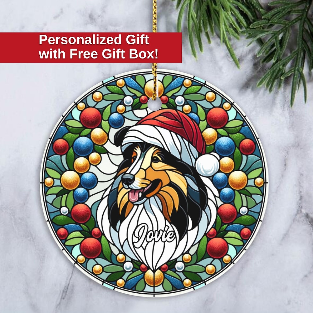 Custom Collie Ornament, Personalized Collie Keepsake, Dog Christmas ...