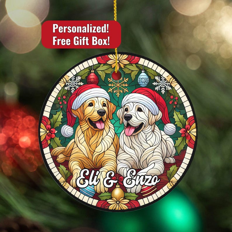 Custom Labrador Ornament, Personalized Two Lab Ornament, Dog Christmas ...