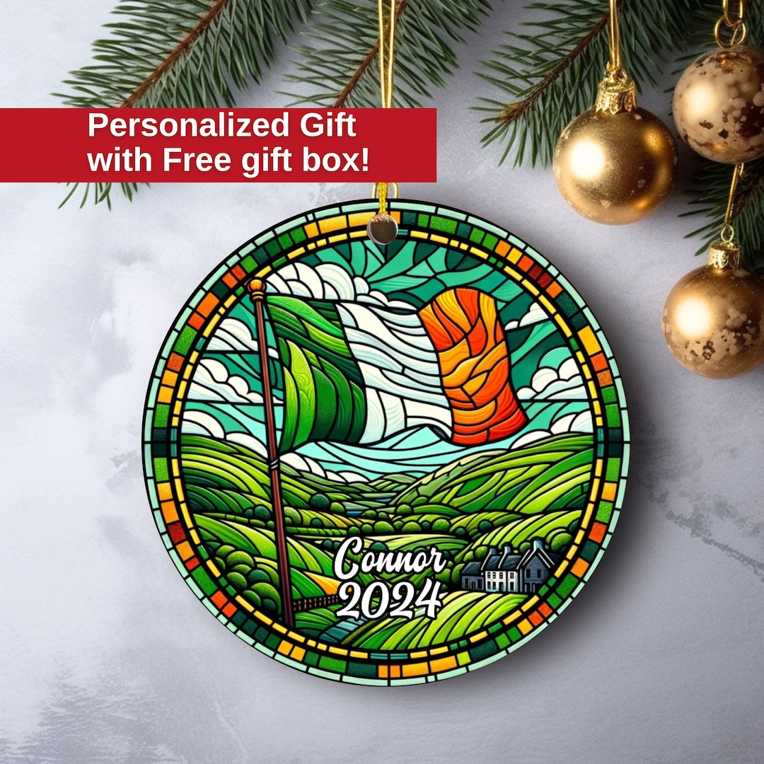 Custom Irish Flag Ornament - Saint Patrick's Day Ornament - Shamrock ...