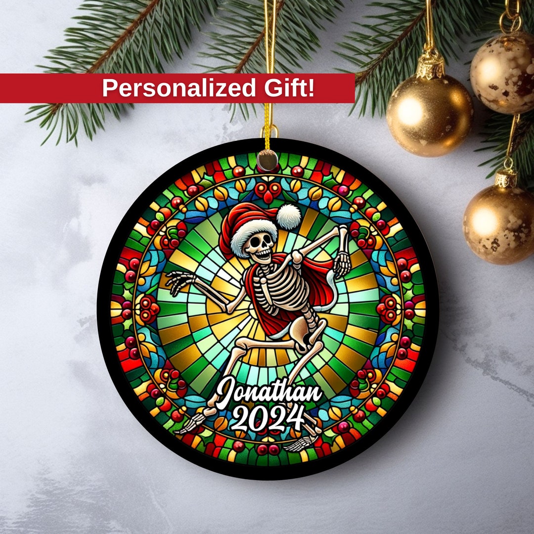 Santa Skeleton Ornament Skeleton Gift Christmas Skelton Spooky Keepsake ...