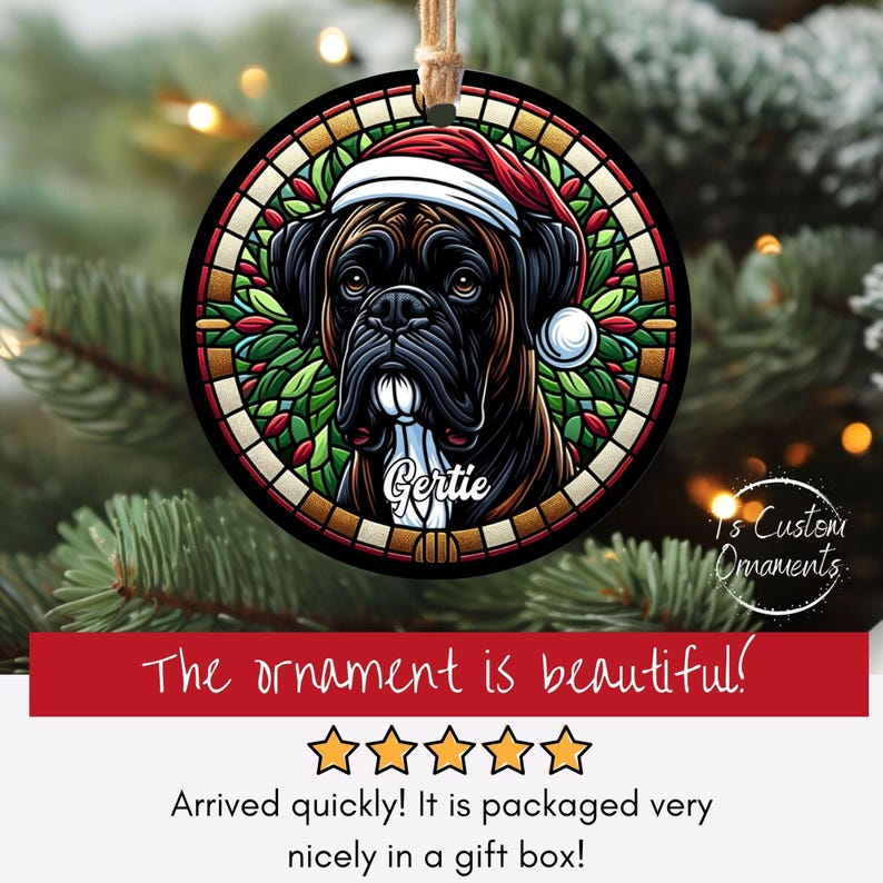 Custom Boxer Ornament, Personalized Boxer Ornament, Dog Christmas ...