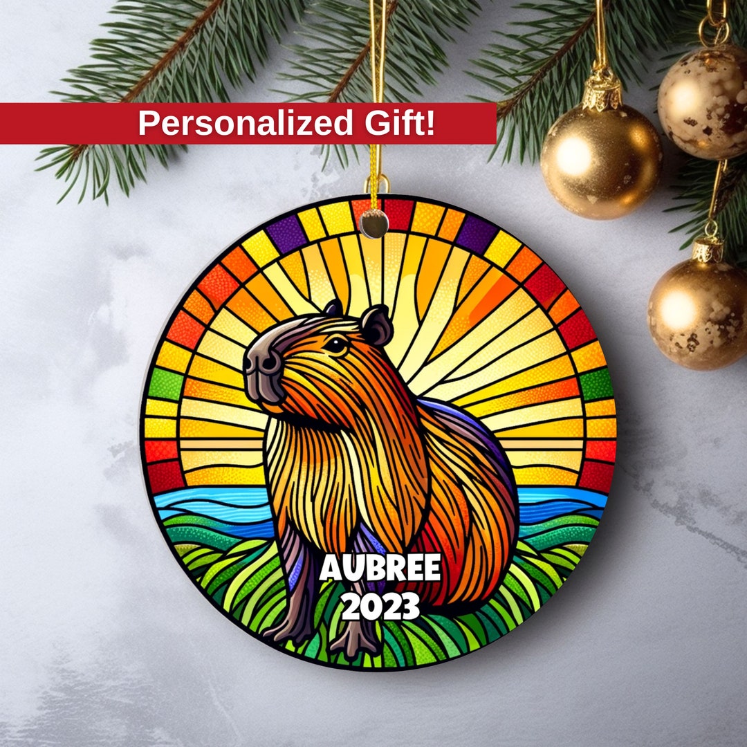 Custom Capybara Gift, Capybara Stained Glass Ornament, Custom Capybara ...