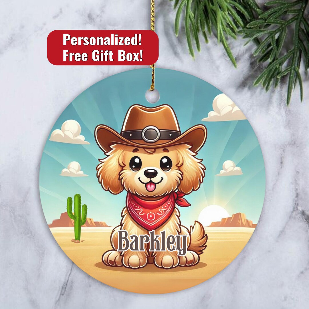 Custom Cartoon Labradoodle Ornament, Cute Western Labrador Doodle, Pet Caricature, Doodle Owner ...