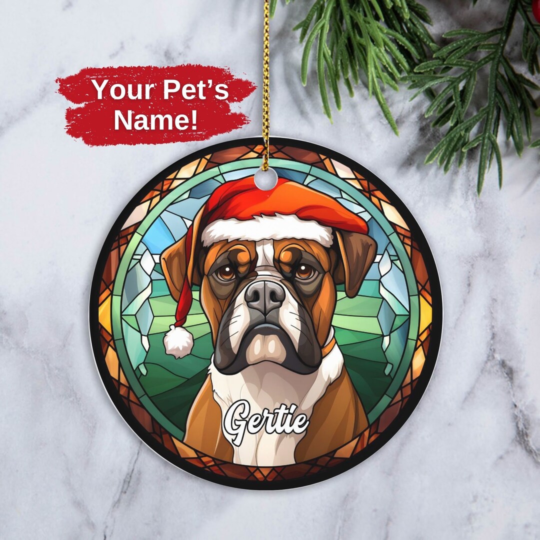 Custom Boxer Ornament, Personalized Boxer Ornament, Dog Christmas ...