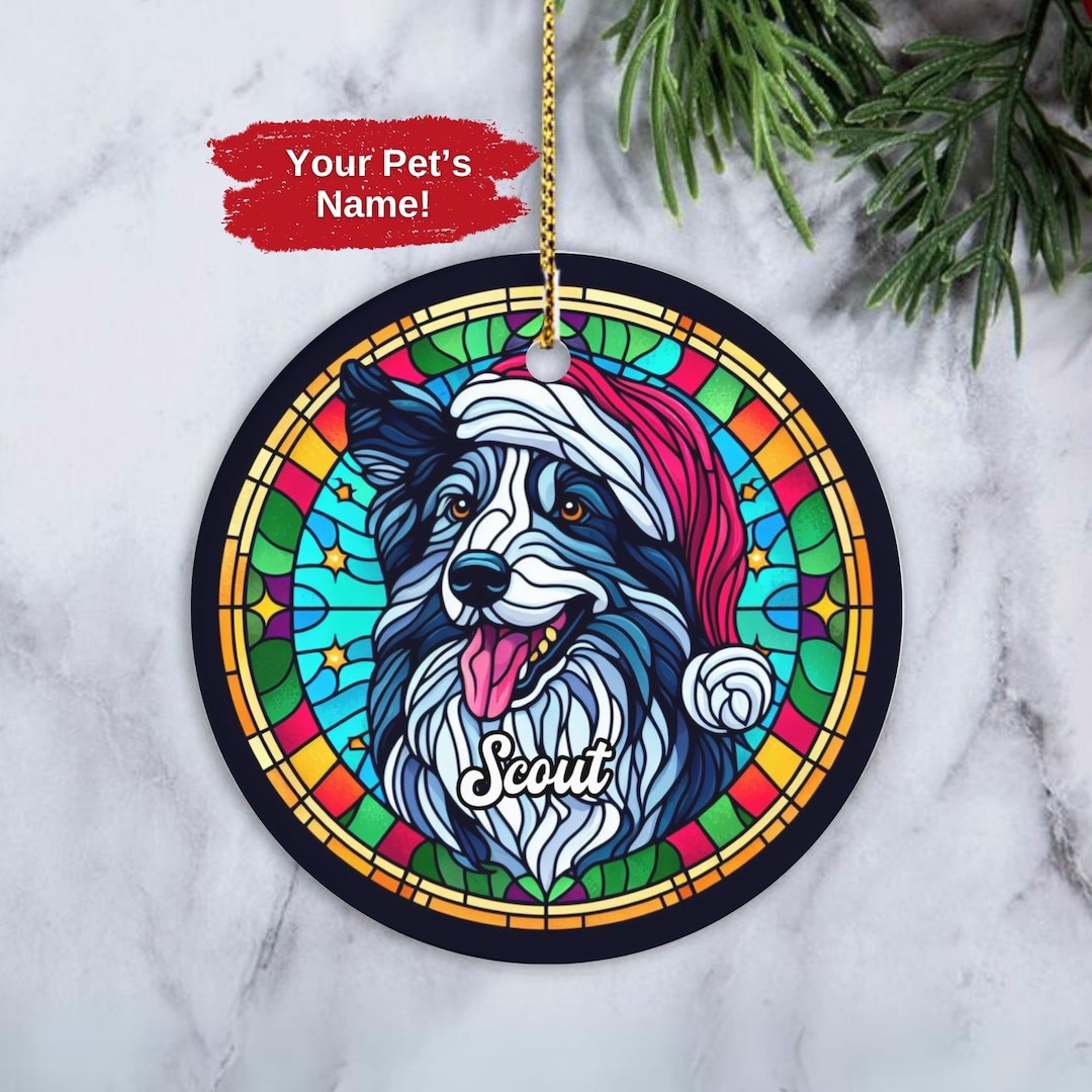 Custom Border Collie Ornament, Personalized Red Border Collie Ornament ...