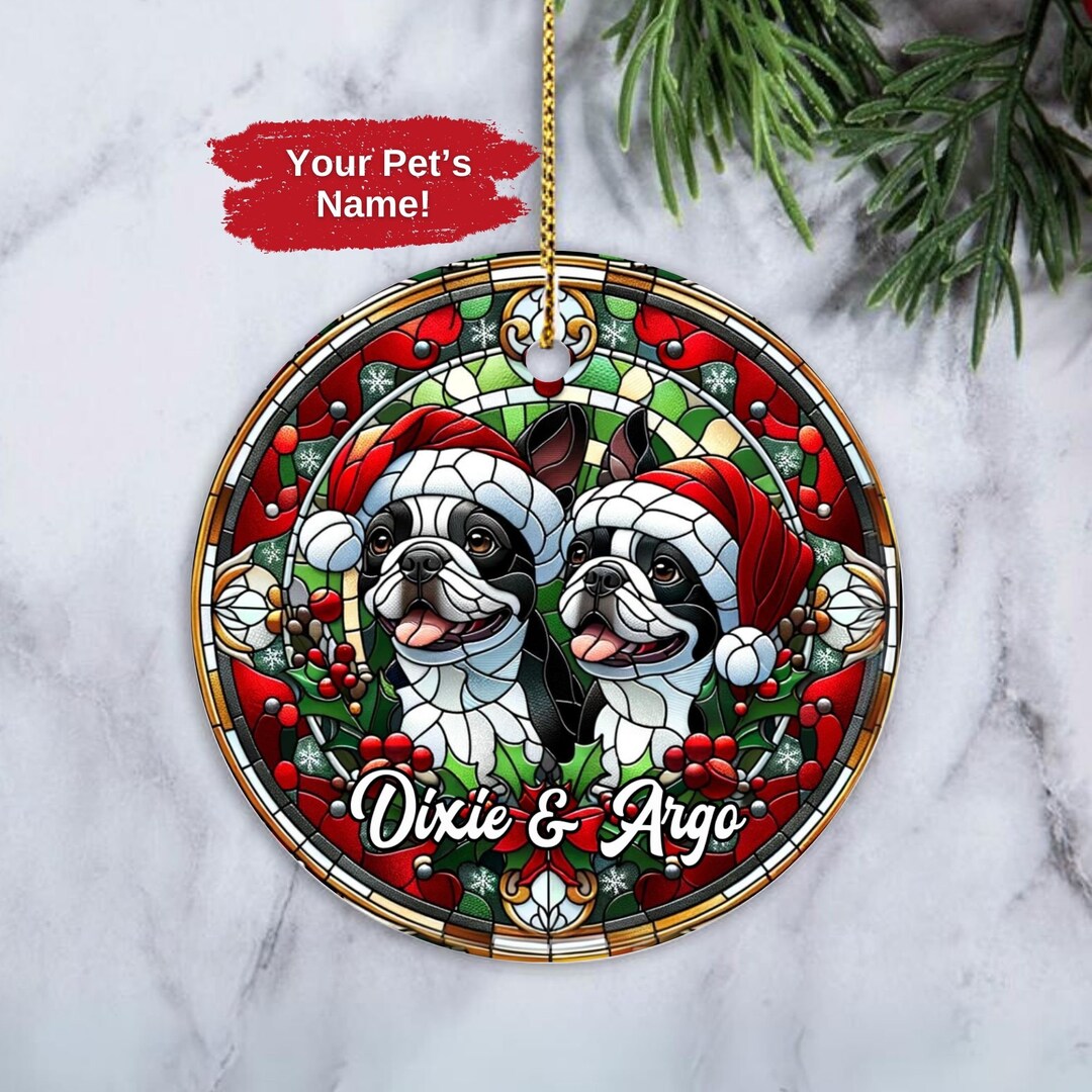 Personalized Boston Terrier Ornament, Custom Boston Terrier Ornament ...