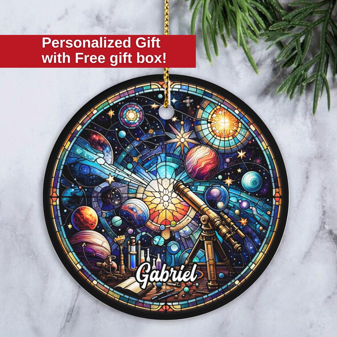 Custom Telescope Ornament, Space Gift, Solar System Keepsake, Astronomy ...