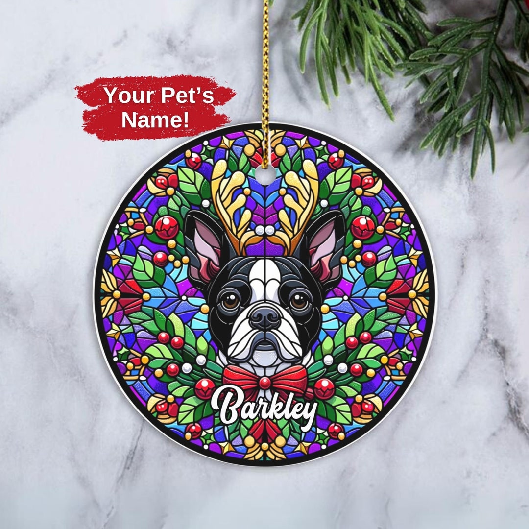 Personalized Boston Terrier Ornament, Custom Boston Terrier Ornament ...