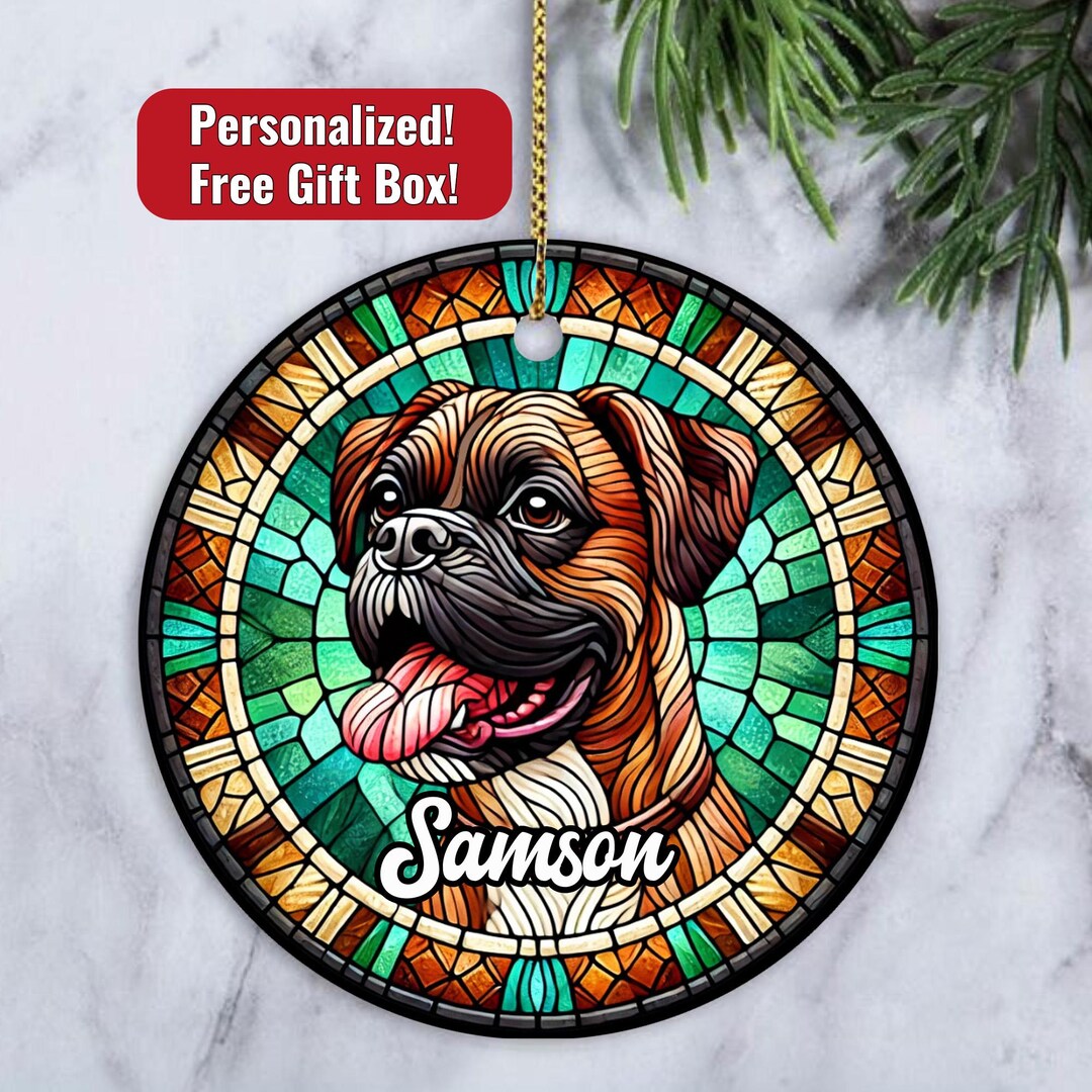 Custom Boxer Ornament, Personalized Boxer Ornament, Dog Christmas ...