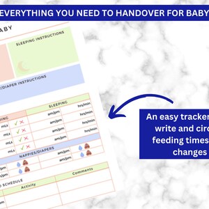 Babysitter Planner Printable, Editable Babysitter Planner, Childcare ...