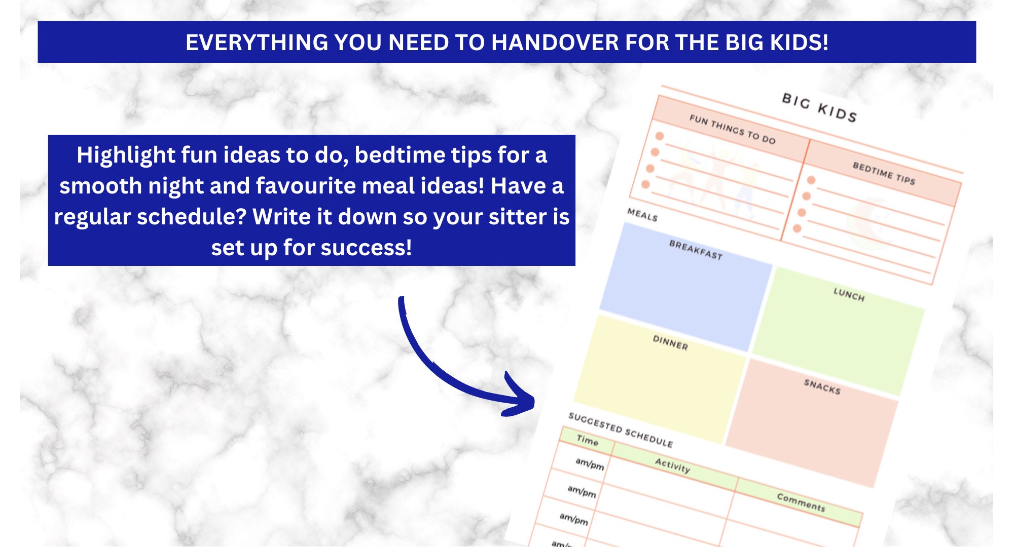 Babysitter Planner Printable, Editable Babysitter Planner, Childcare ...