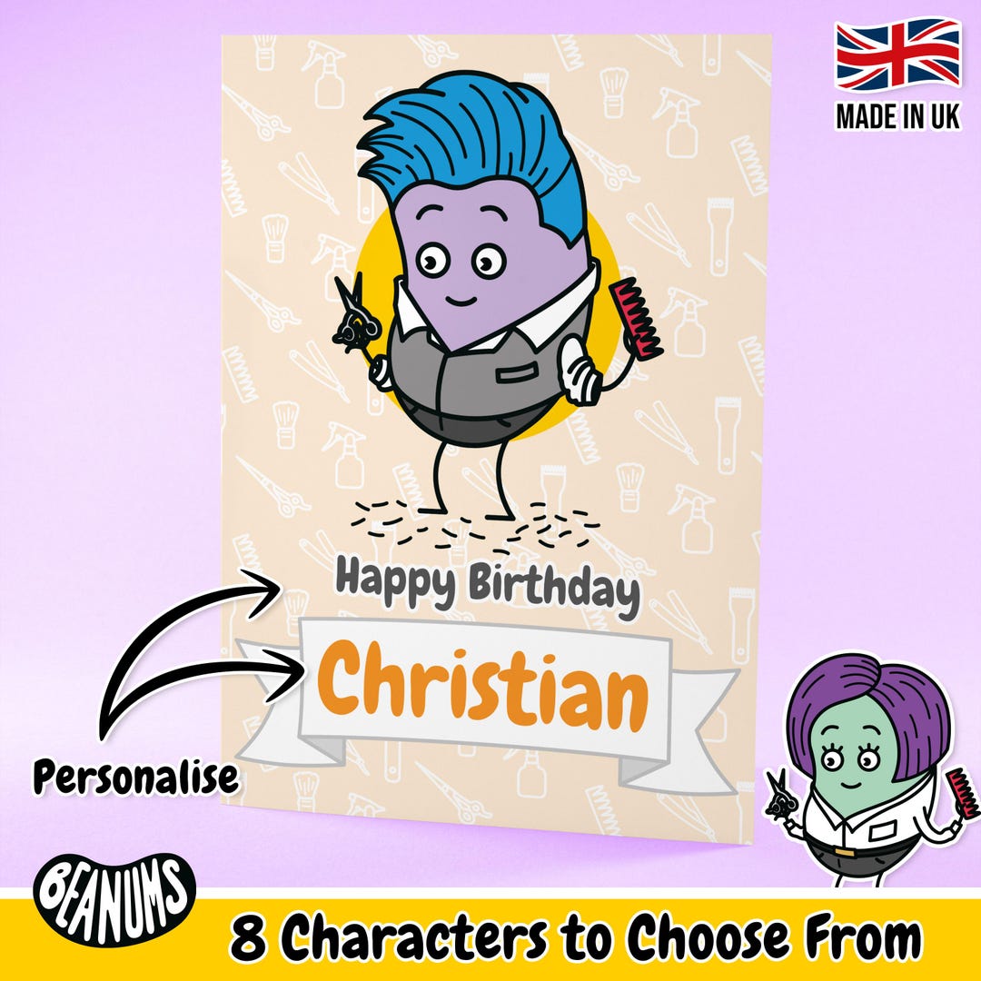 Personalised Barber Greetings Card. Fun & Unique Custom Gift. Hair ...