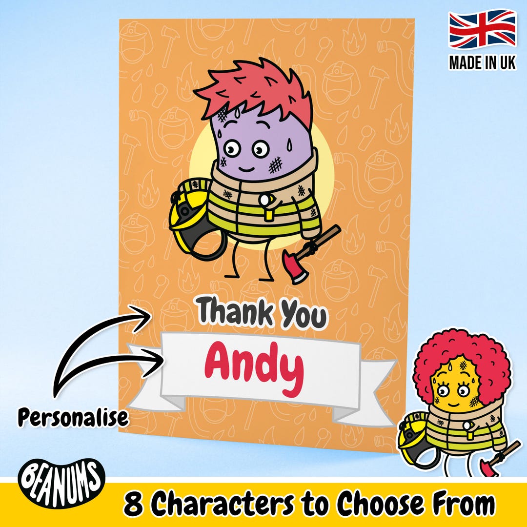 Personalised Firefighter Greetings Card. Fun Unique Fireman Custom Gift ...