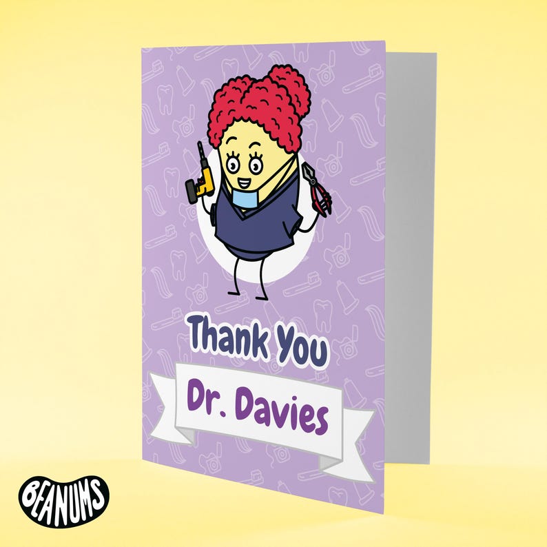 Personalised Dentist Thank You Card. Fun Unique Dental Custom Gift ...
