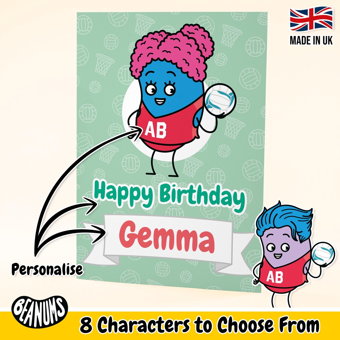 Personalised Netball Player Card. Fun Netball Custom Gift for Her ...