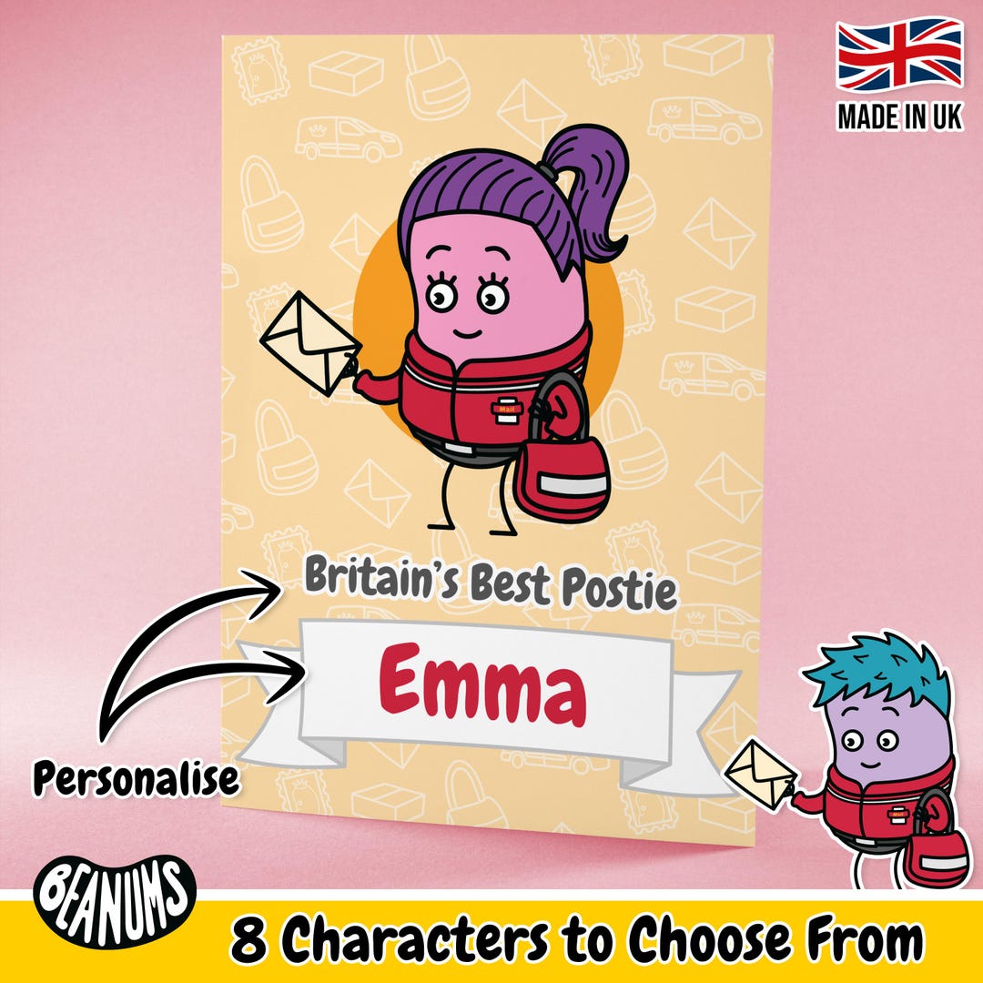 Personalised Postman Greetings Card. Postwoman Fun & Unique Custom Gift ...