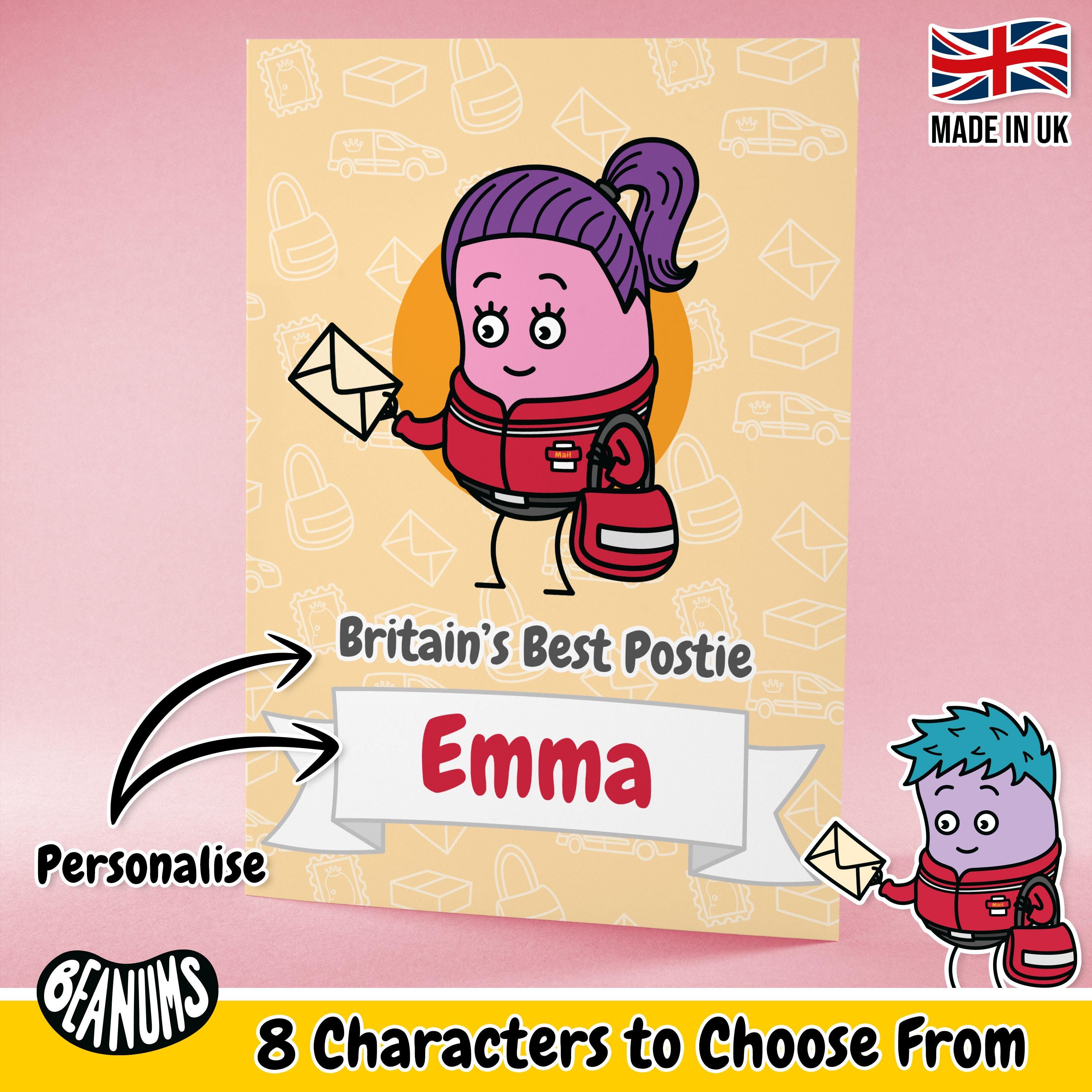 Personalised Postman Greetings Card. Postwoman Fun & Unique Custom Gift ...
