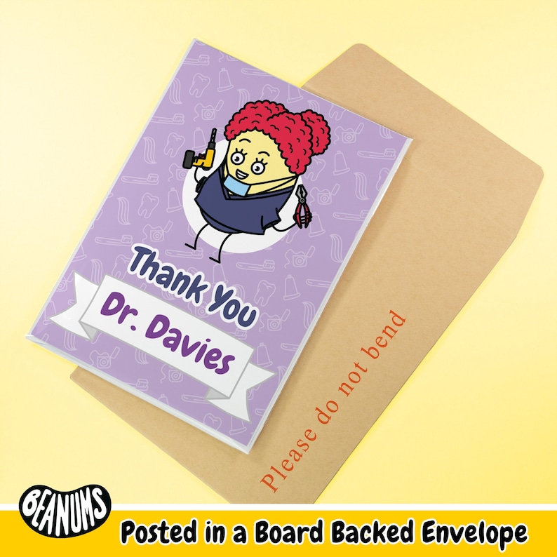 Personalised Dentist Thank You Card. Fun Unique Dental Custom Gift ...