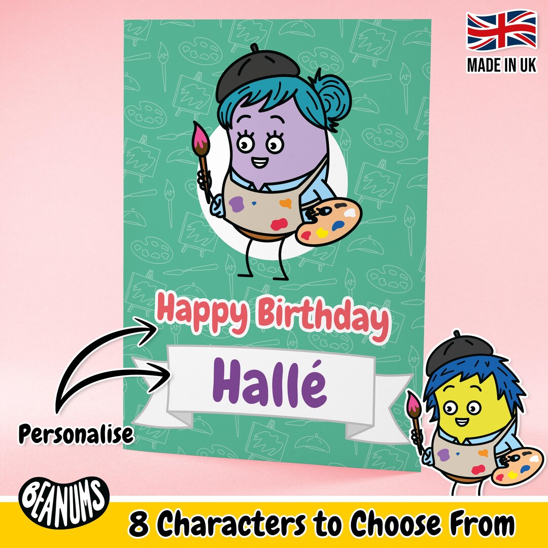 Personalised Artist Card. Fun Art Student Custom Gift. Art Teacher ...