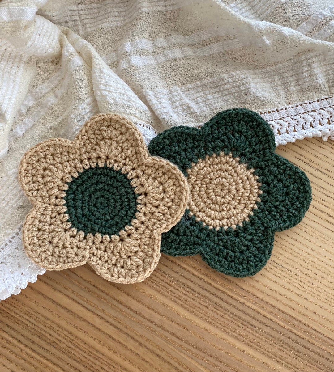 Handmade Crochet Flower Coaster, Crochet Coaster, Flower Coaster ...