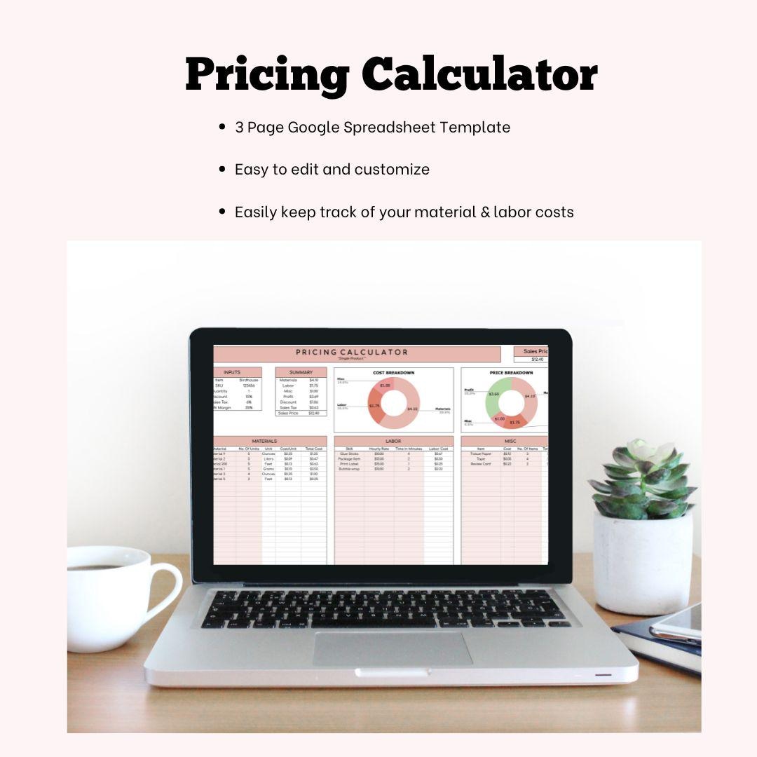 Pricing Calculator: Material & Labor Cost Breakdown (google Sheets ...