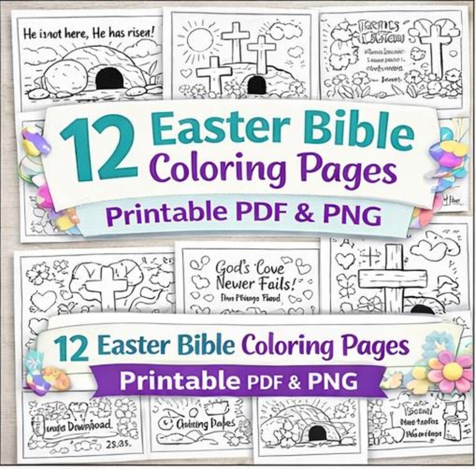 Easter Bible Verse Coloring Pages for Kids | Christian Easter Coloring ...