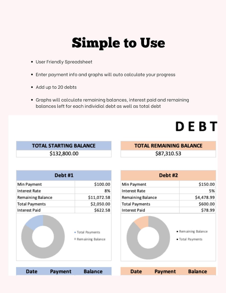 Debt Payoff Tracker: Google Sheets & Excel (digital Download) - Etsy
