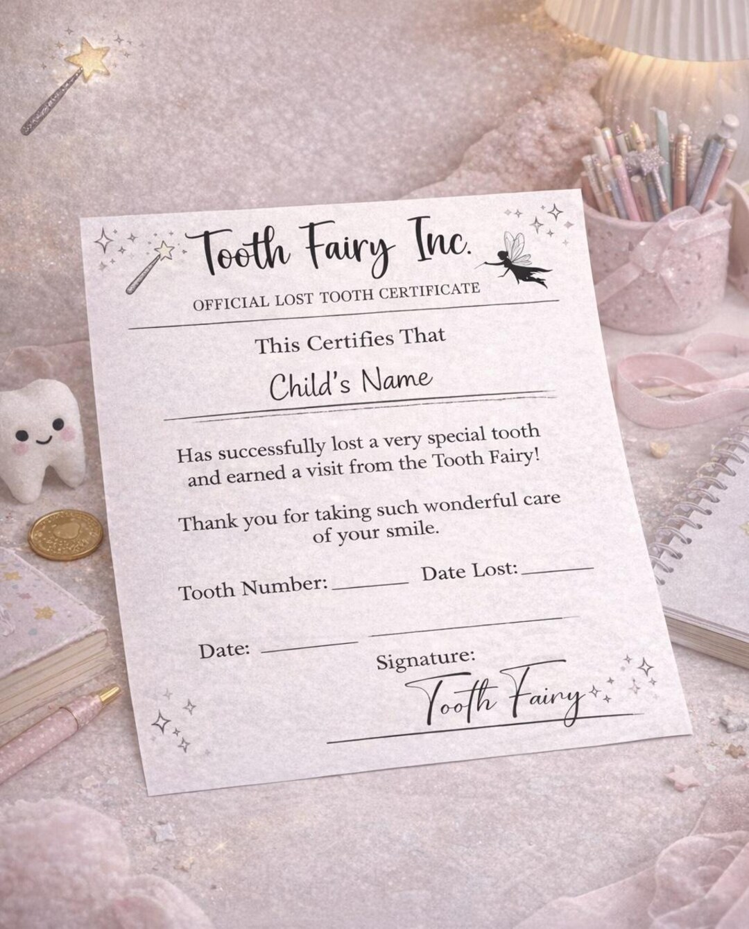 Editable Lost Tooth Certificate, Tooth Fairy Award (digital Download ...