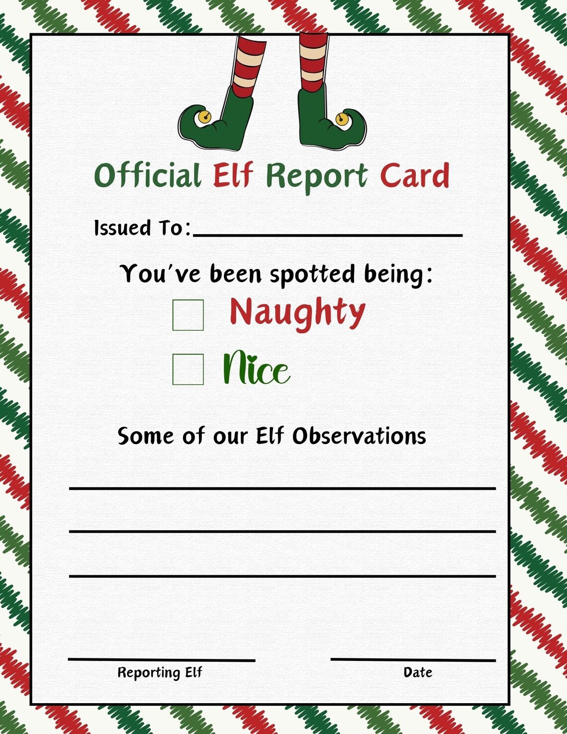 Printable Elf Report Card - Personalized Elf Notes for Kids - Digital ...