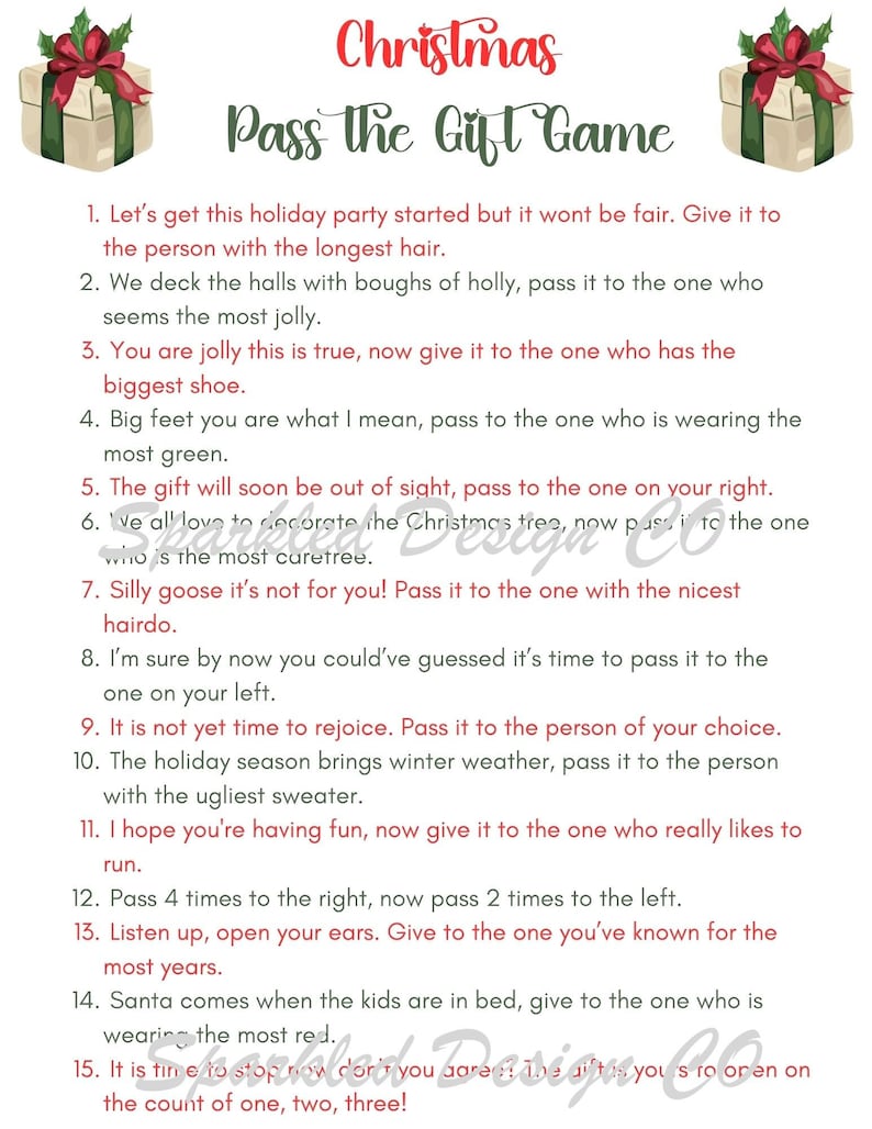 Festive Fun: Pass the Gift Christmas Game - Digital Download Delight ...