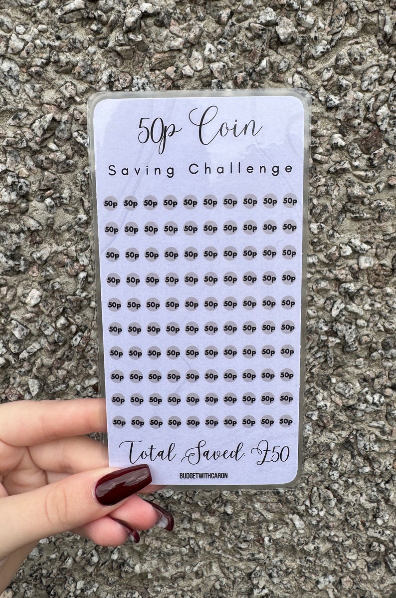 50p, 1 & 2 Pounds Saving Challenge Tracker Savings Trackers Cash ...