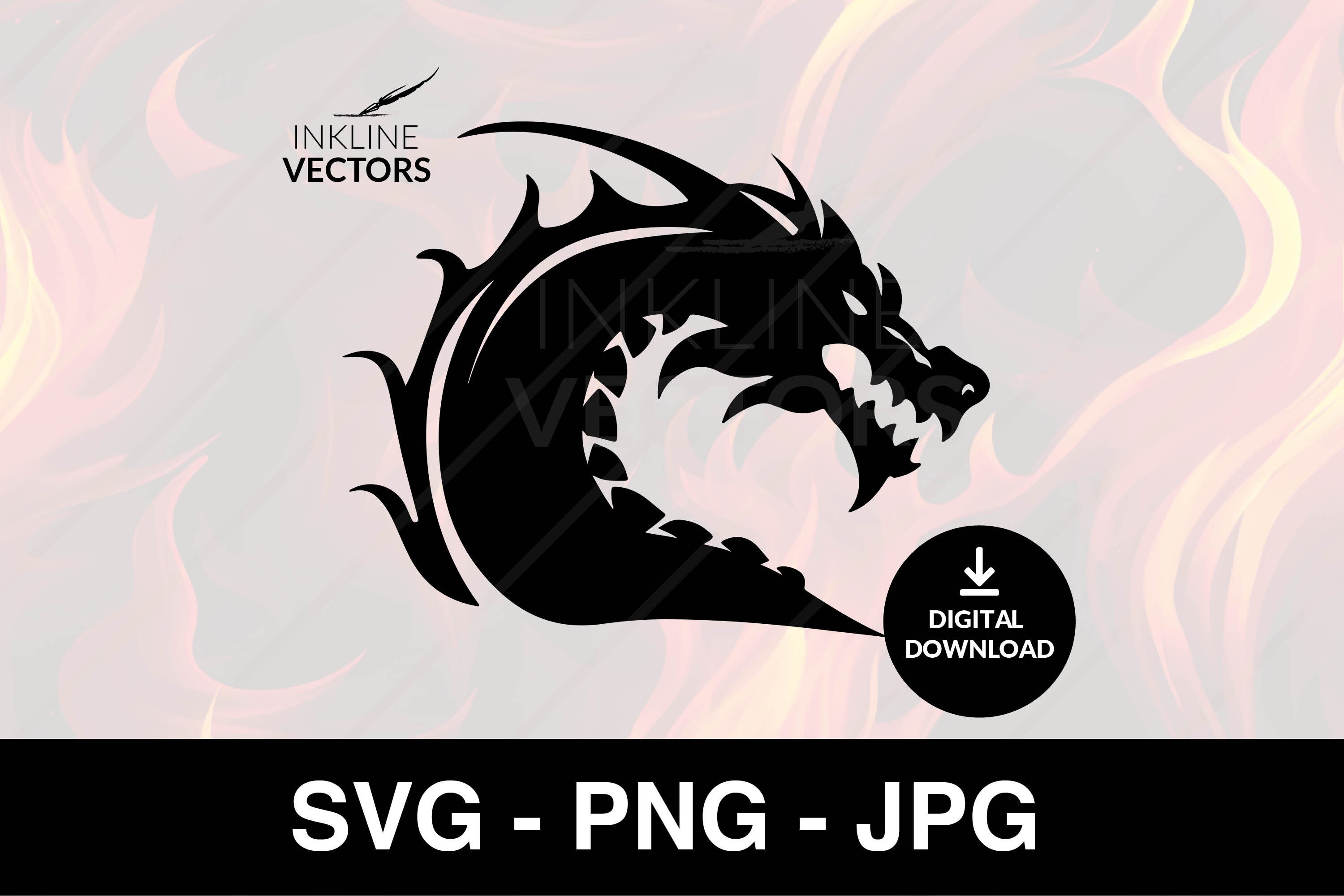 Dragon SVG Clip Art, Mythical Creature Vector Graphics, Digital ...
