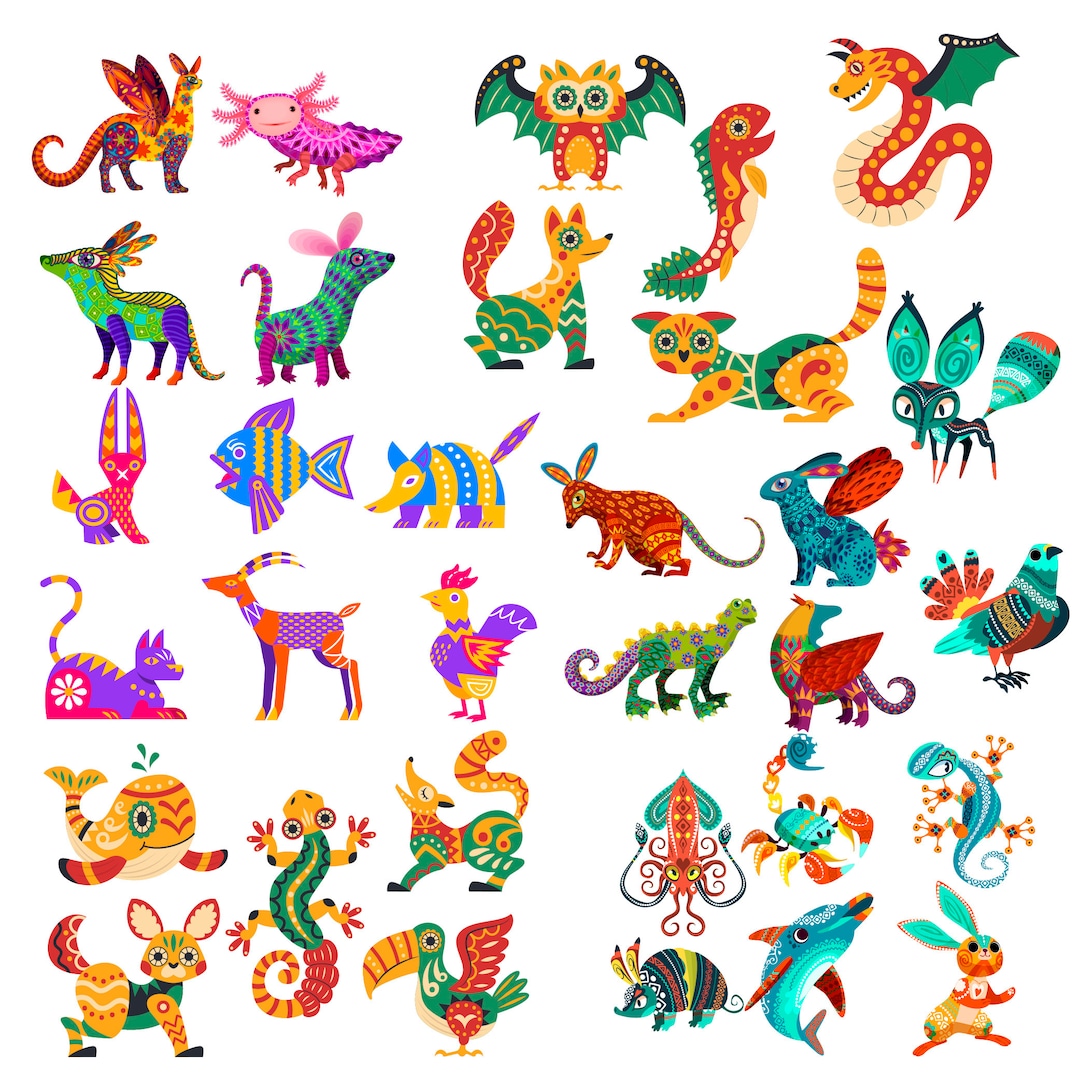 Animal Folk Art Printable Clipart Set of 71, Nordic Prints, Bedroom ...