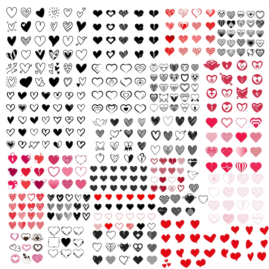 Heart Svg Bundle, 400 Heart Svg Designs, Hand Drawn Heart, Open Heart ...